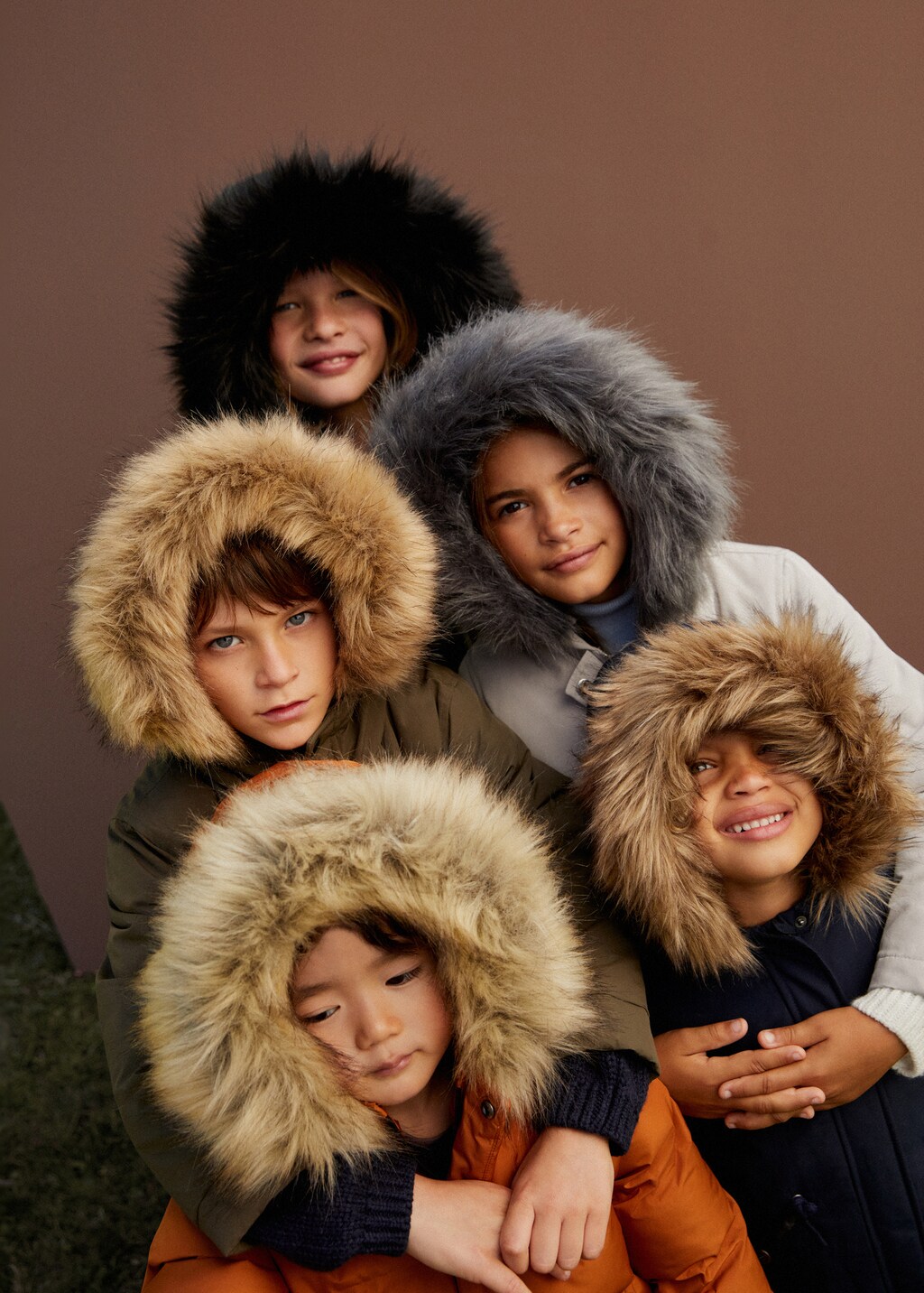 Faux fur hooded coat removable
