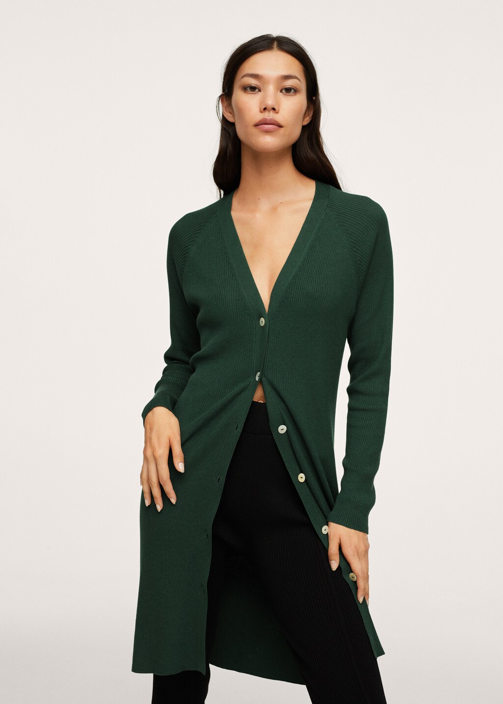 Buttoned ribbed cardigan - Woman | MANGO OUTLET USA