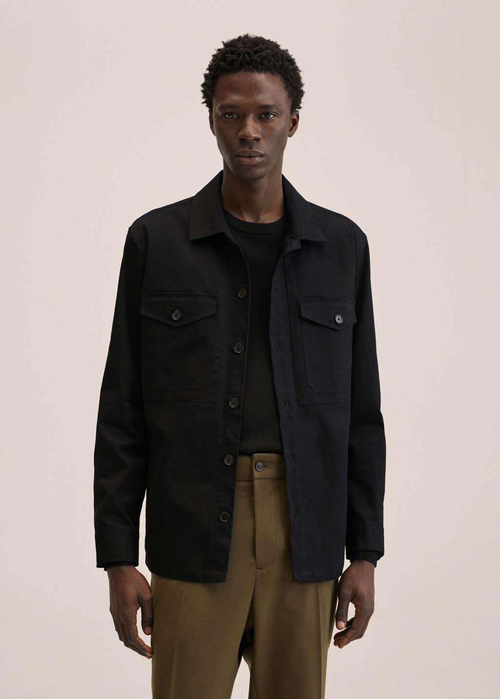 Chest-pocket cotton overshirt - Man | MANGO OUTLET USA