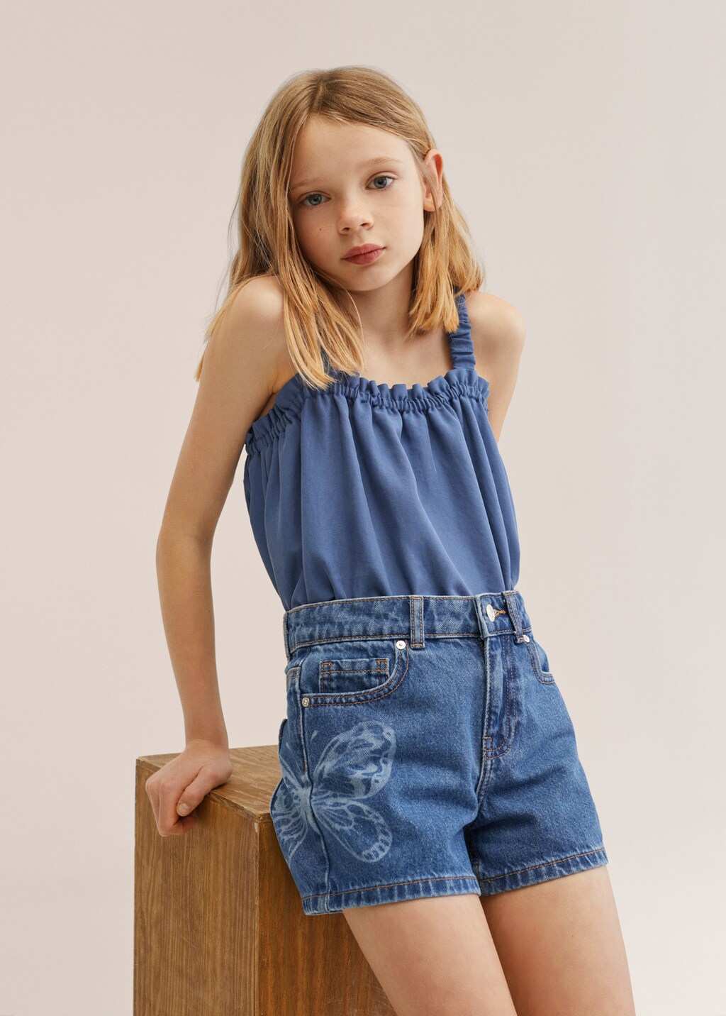 Shorts denim mariposa - Niña | MANGO OUTLET España (Península y Baleares)