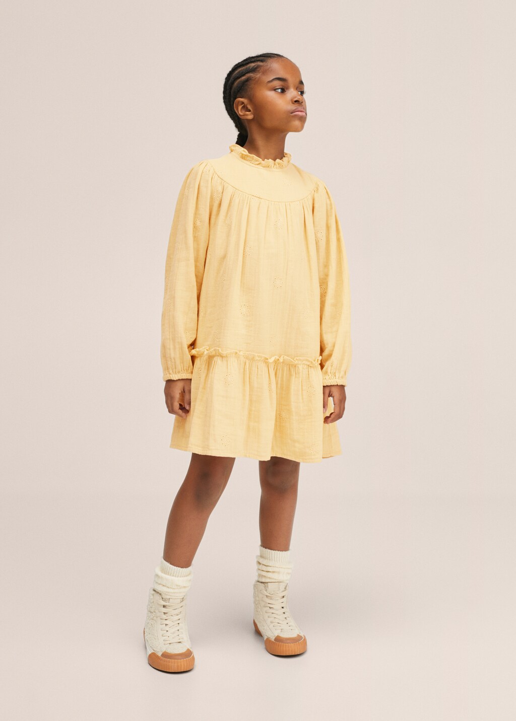 Jurk met ajour details - Meisje | MANGO OUTLET Nederland