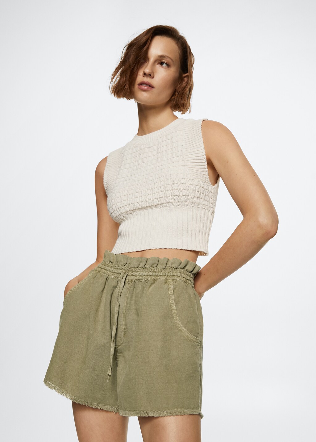 Short lin et coton - Femme | MANGO OUTLET France métropolitaine