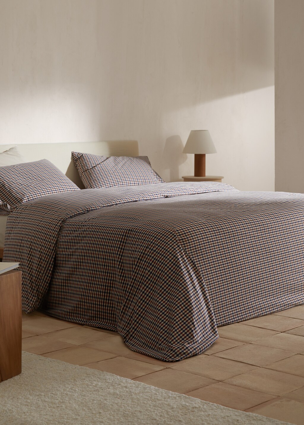 Housse de couette carreaux 100 % coton lit 180/200 cm - Home | MANGO ...