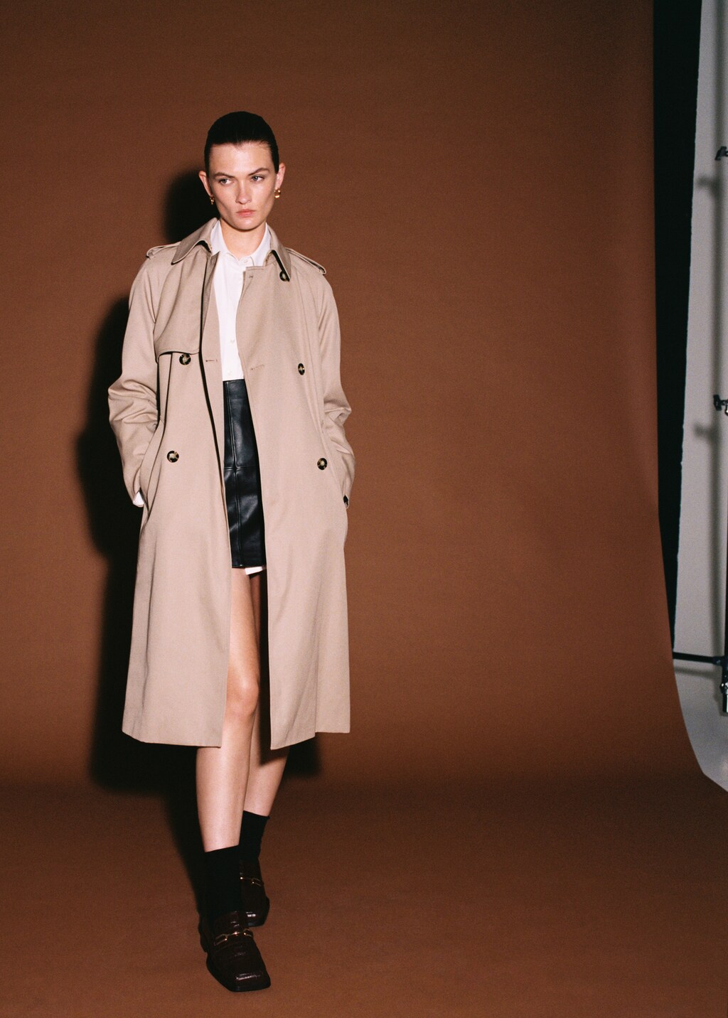 Square-toe leather loafers