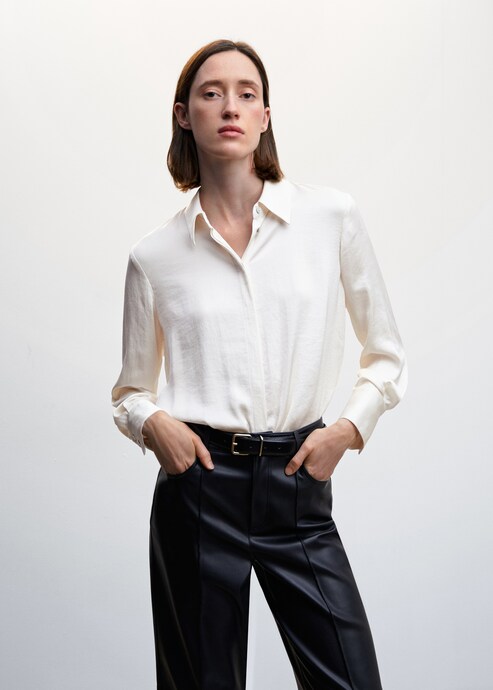 Camisa fluida acetinada - Mulher | MANGO OUTLET Portugal