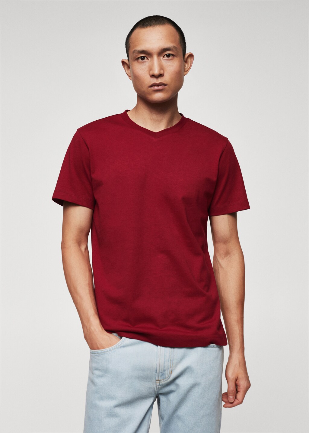 Basic pique-neck lightweight t-shirt - Men | MANGO OUTLET USA