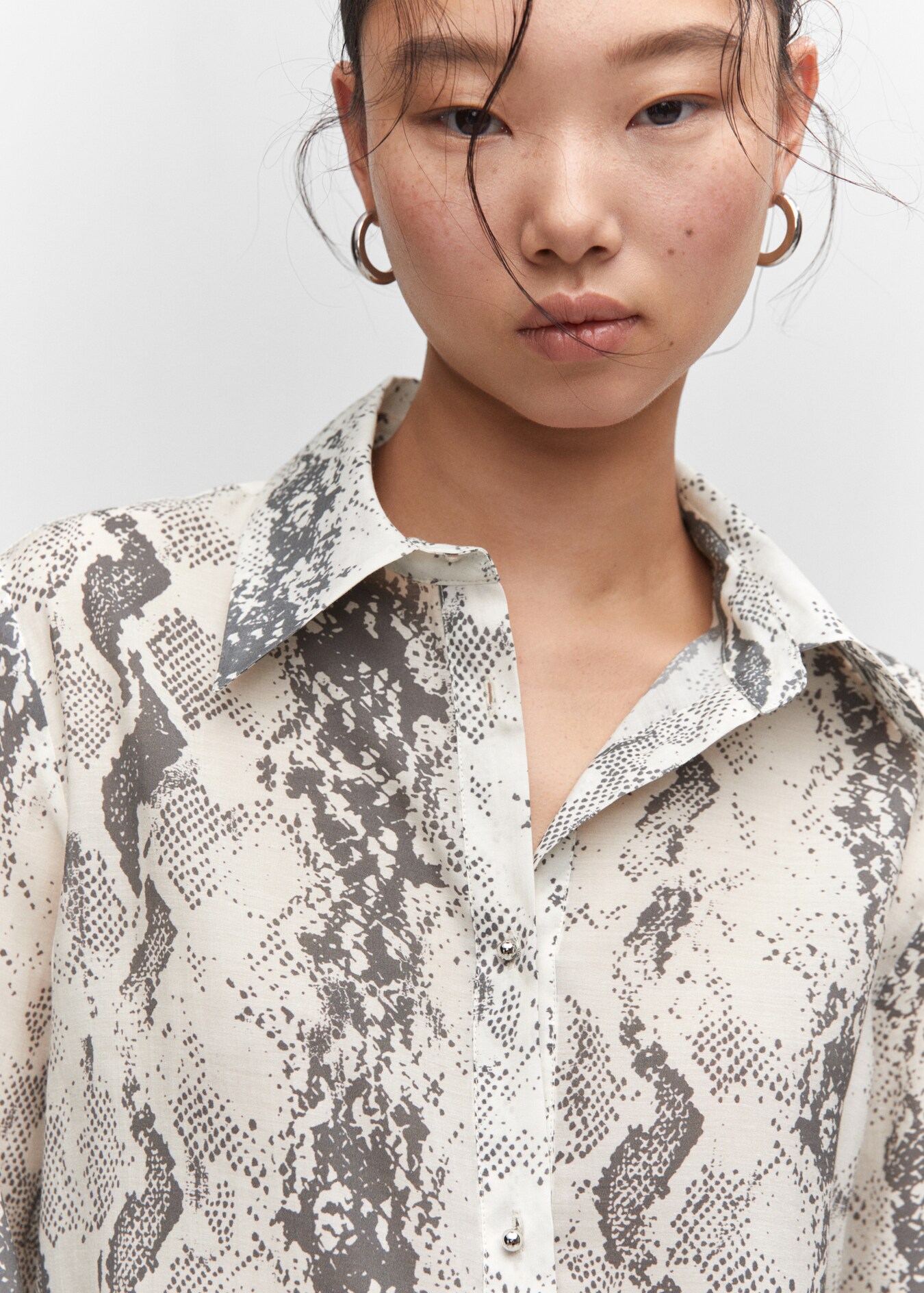 Snake-print lyocell shirt - Women | MANGO OUTLET USA