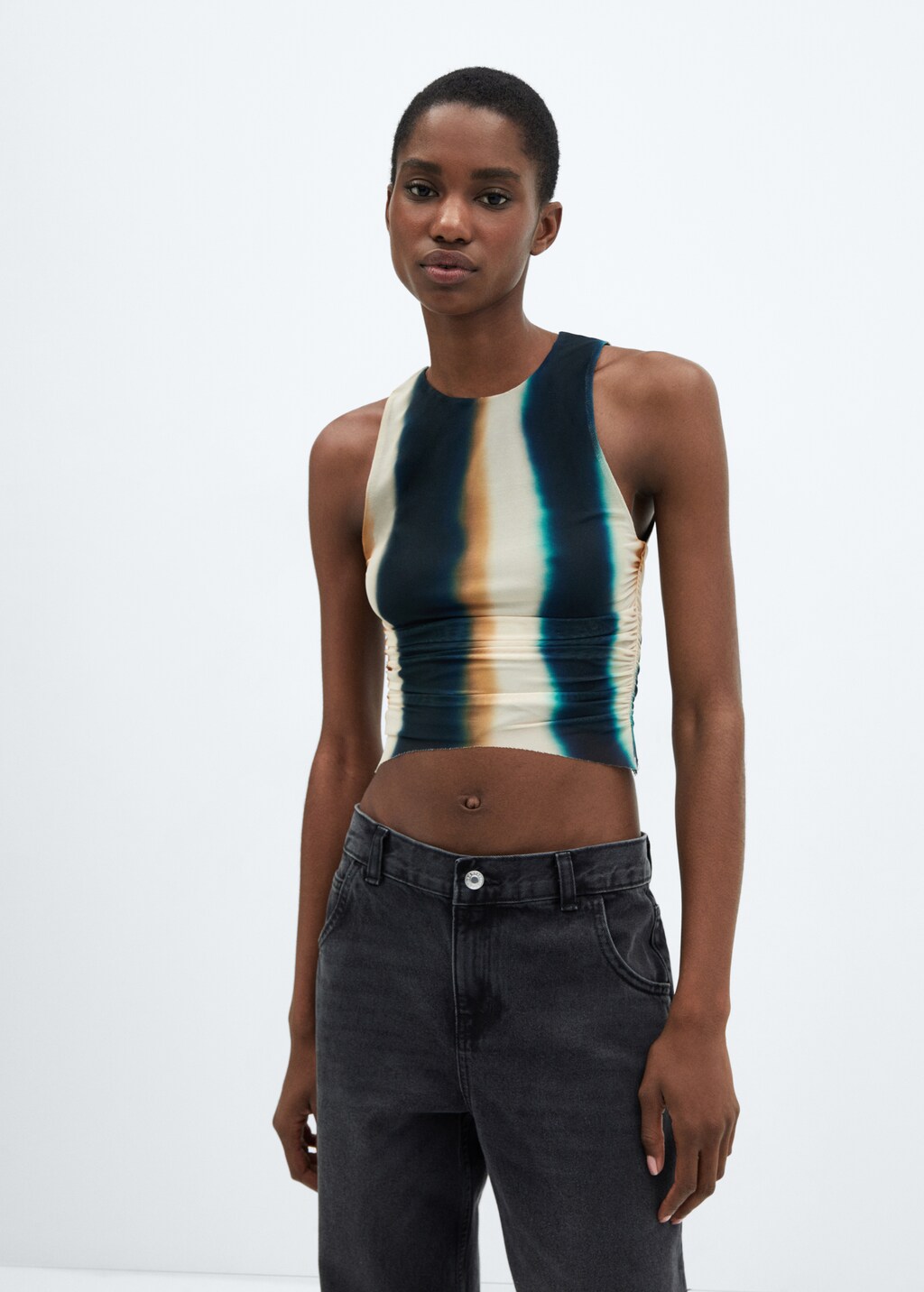Tie-dye mesh top - Woman | MANGO OUTLET USA