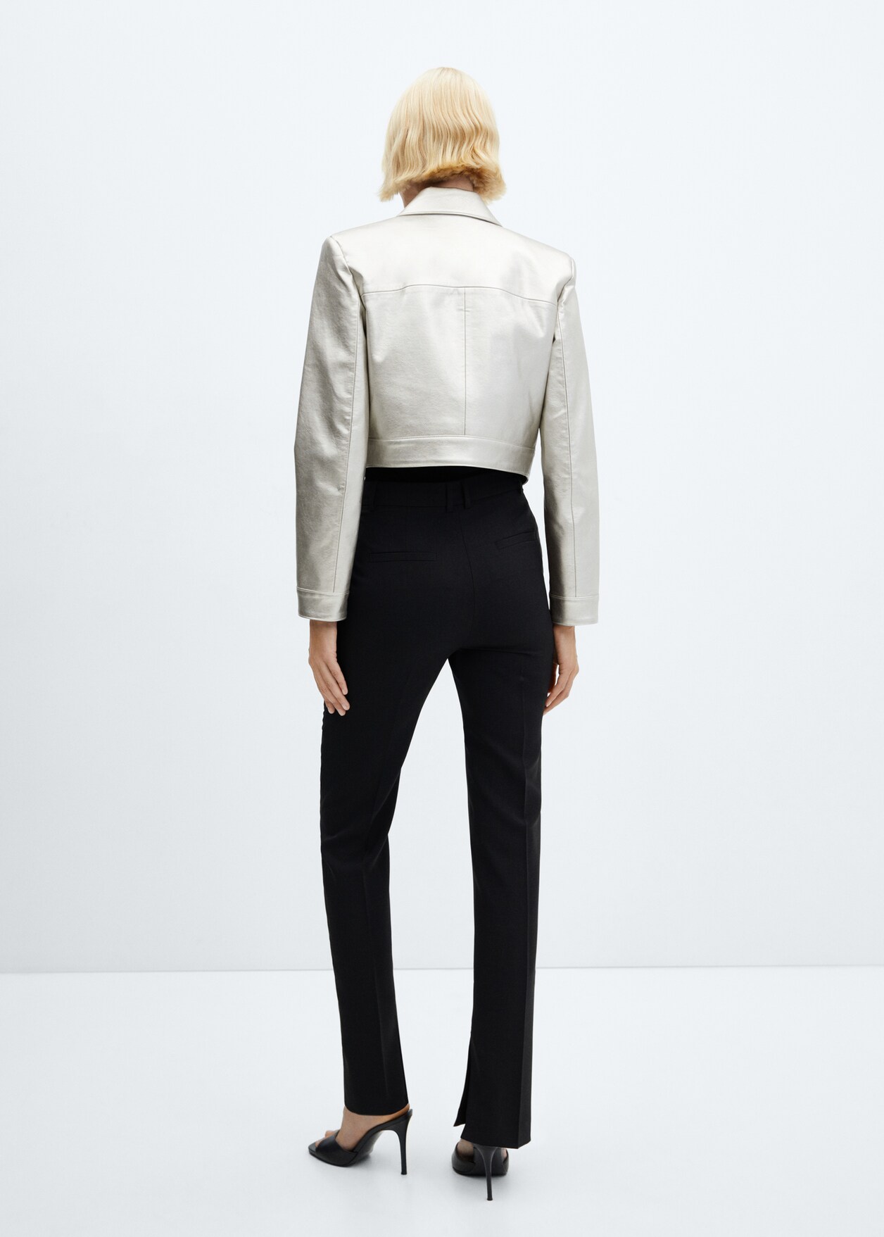 Metallic cropped jacket - Women | MANGO OUTLET USA