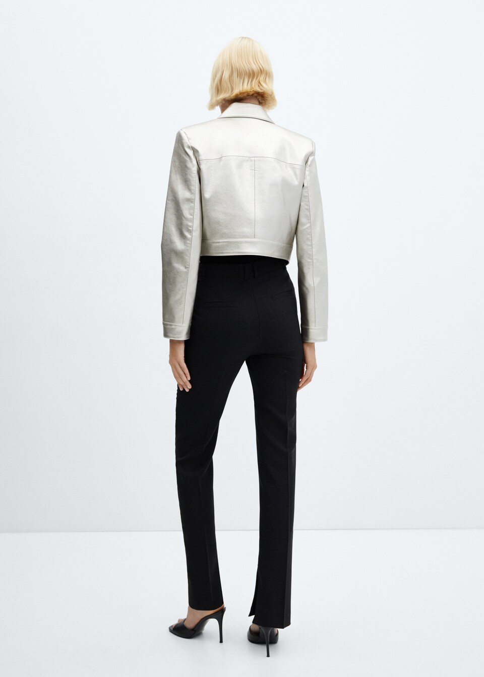 Metallic cropped jacket - Women | MANGO OUTLET USA