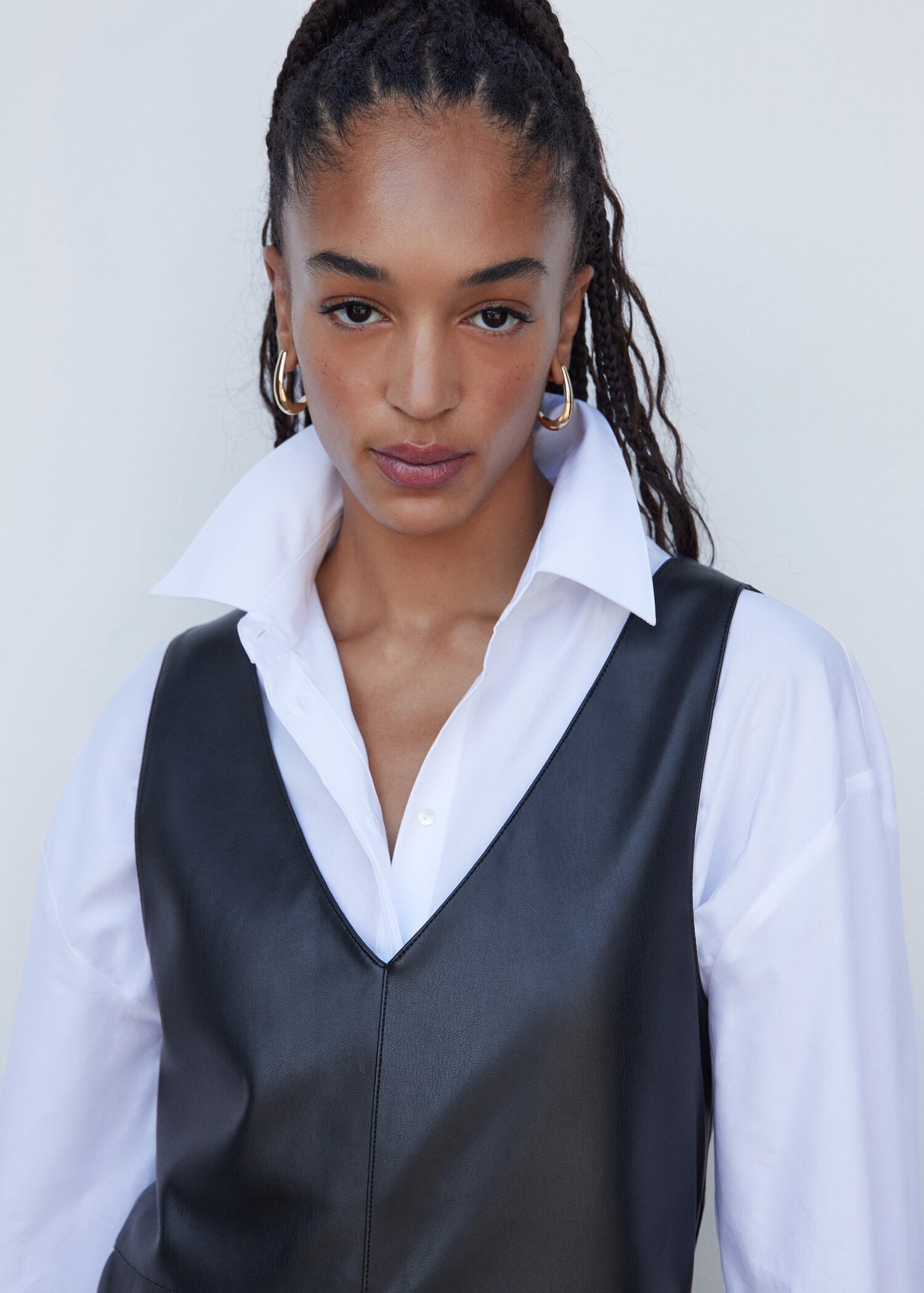 Leather-effect pinafore dress - Women | MANGO OUTLET USA