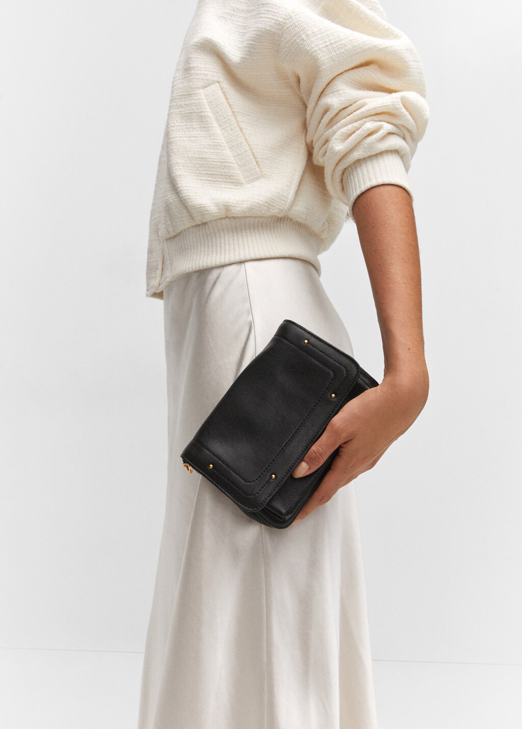 Flap leather bag - Women | MANGO OUTLET United Kingdom
