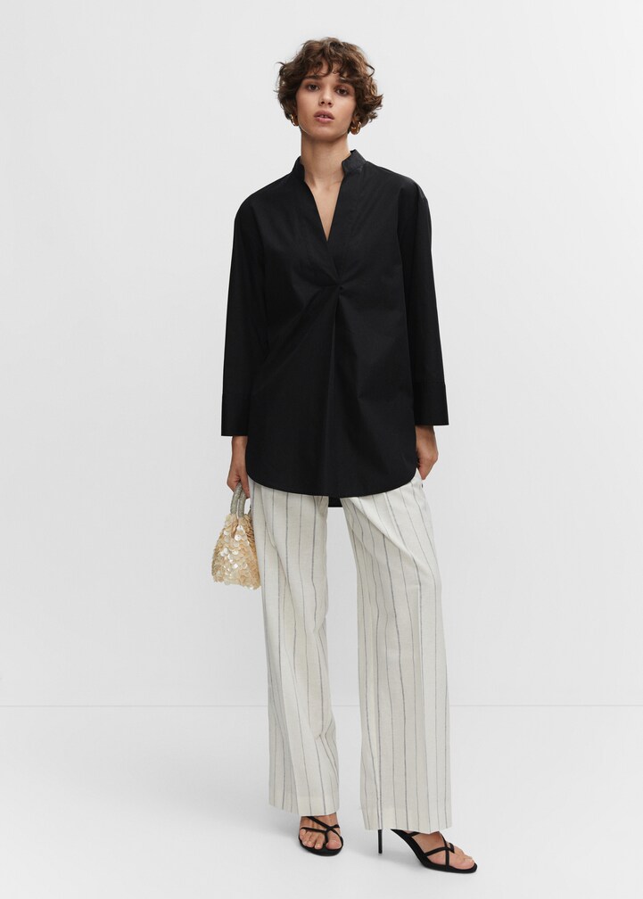 Oversized V Neck Blouse Women Mango Outlet Usa