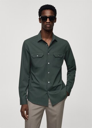 Overshirt with stretch-fabric pockets - Men | MANGO OUTLET Netherlands