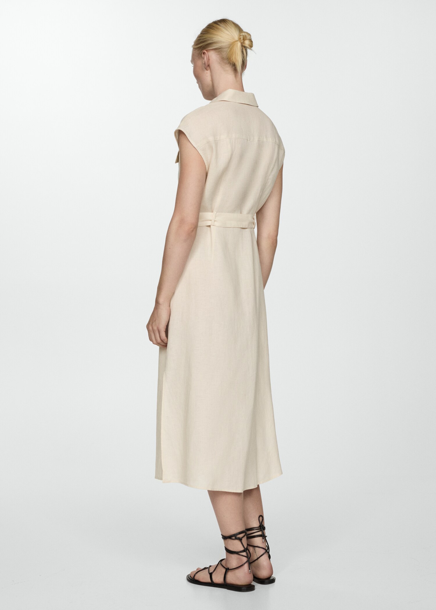 Robe chemisier 100 % lin - Femme | MANGO OUTLET France métropolitaine