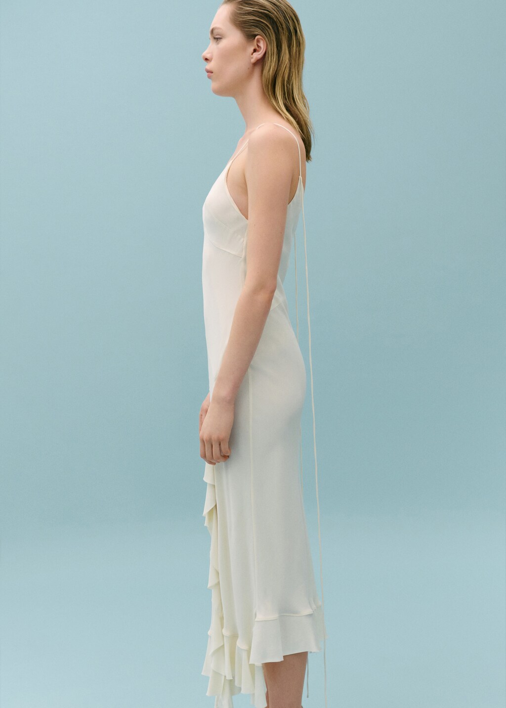 Asymmetric ruffled dress - Women | MANGO OUTLET United Kingdom