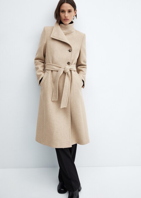 Manteco wool coat with belt - Women | MANGO OUTLET USA