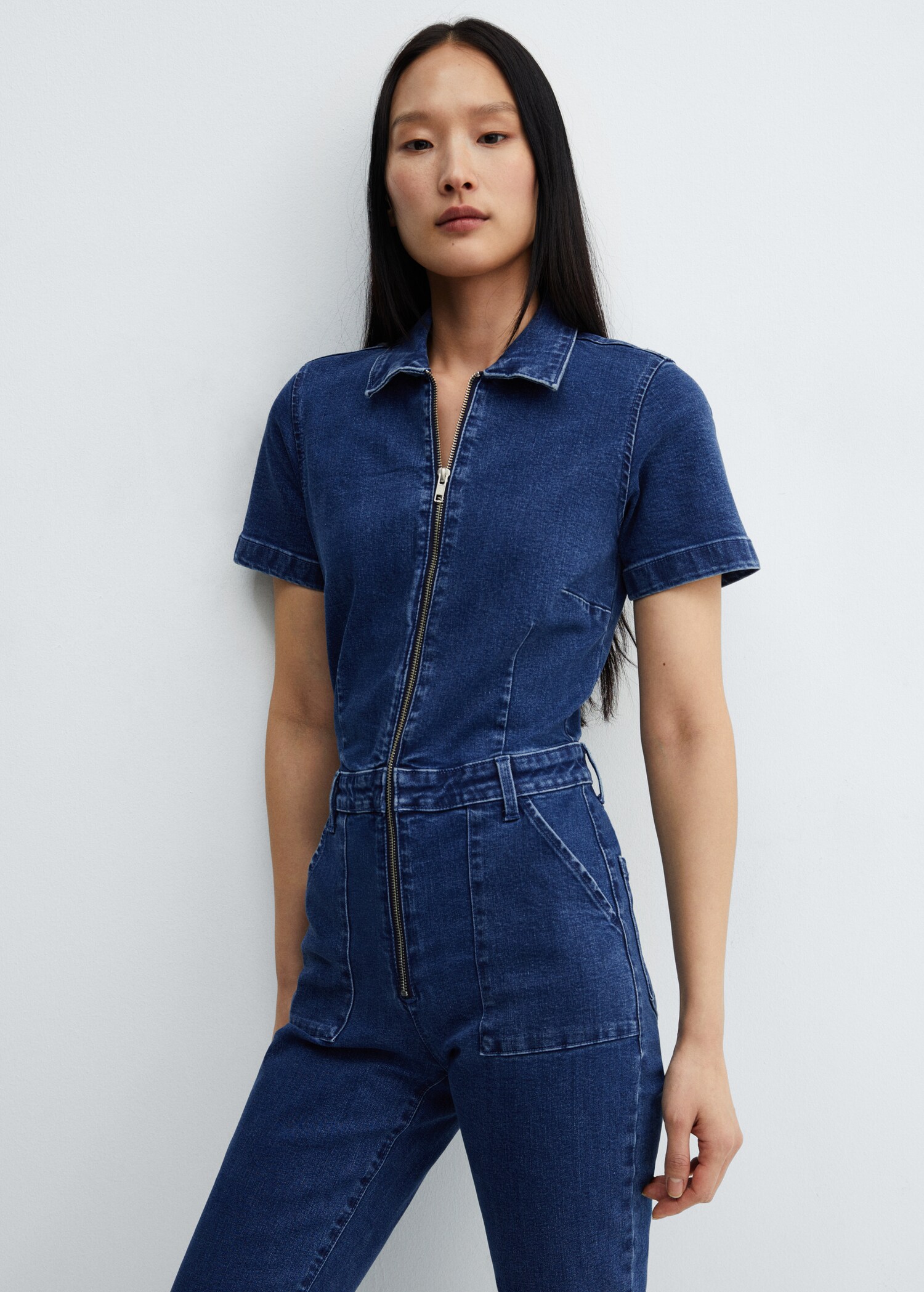 Denim zipper jumpsuit - Women | MANGO OUTLET USA