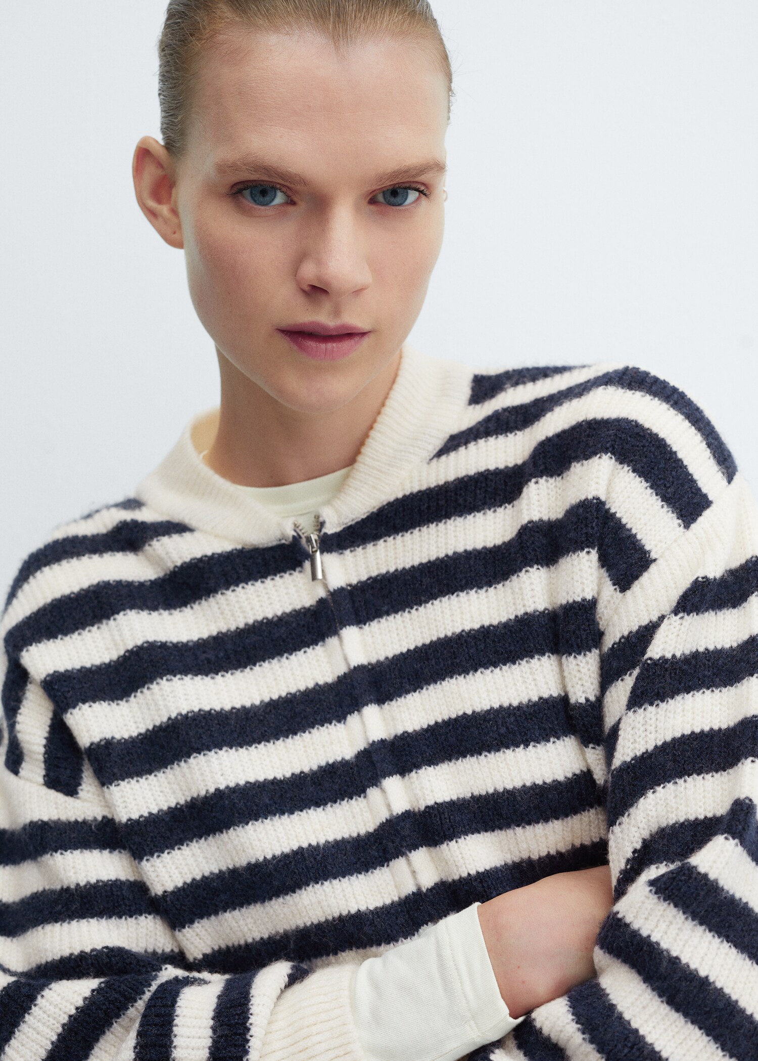 Zipped Knit Cardigan Women Mango Outlet Usa