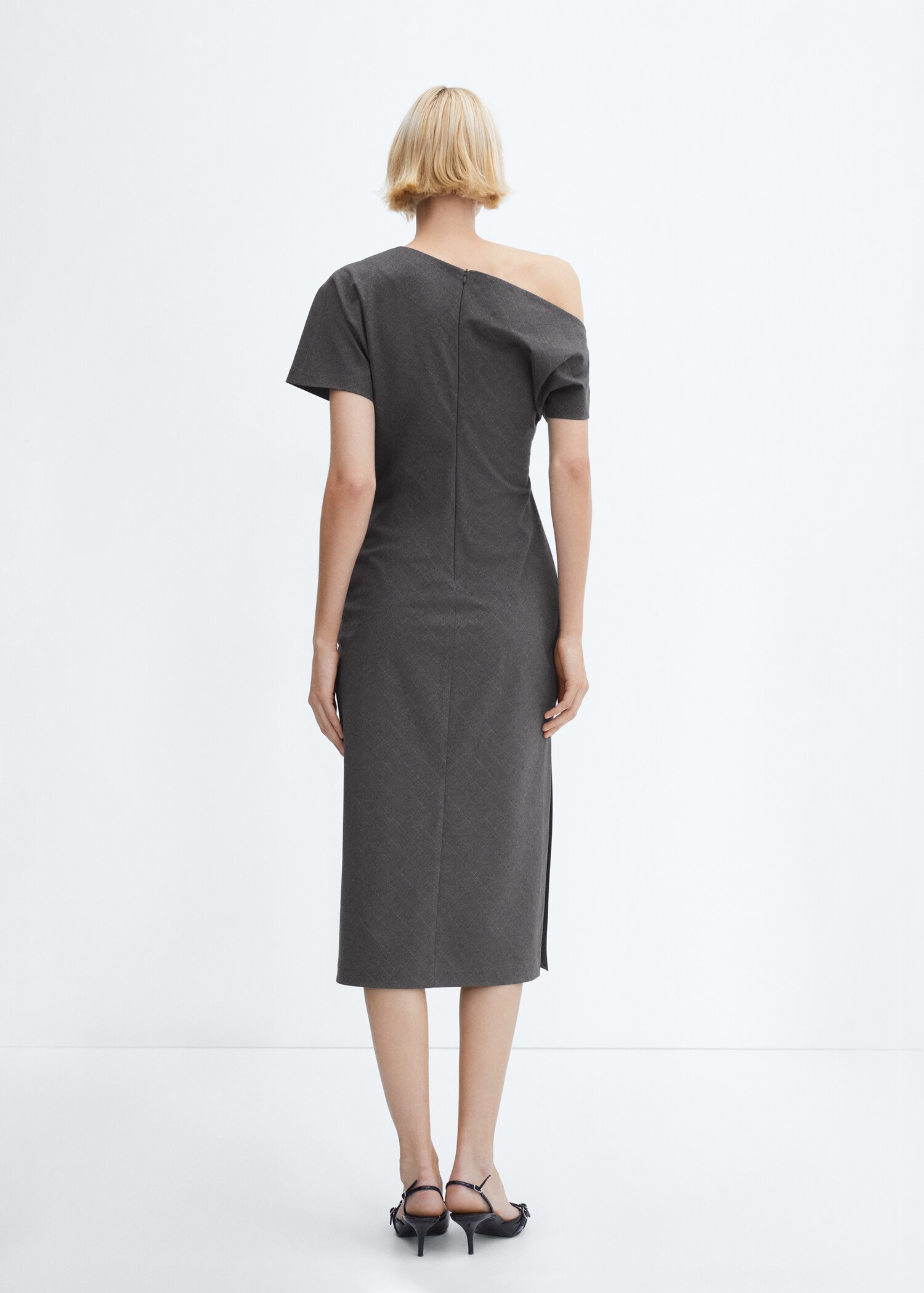 Asymmetrical dress with side slit - Women | MANGO OUTLET USA