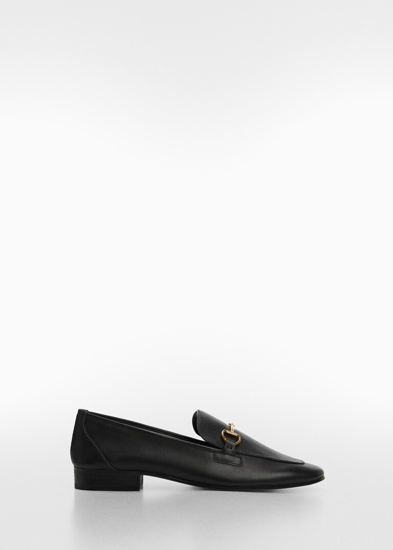 Leather loafers with metallic detail - Women | MANGO OUTLET USA
