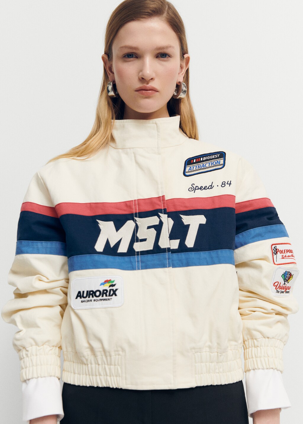 Cotton racing jacket with patches - Women | MANGO OUTLET United Kingdom