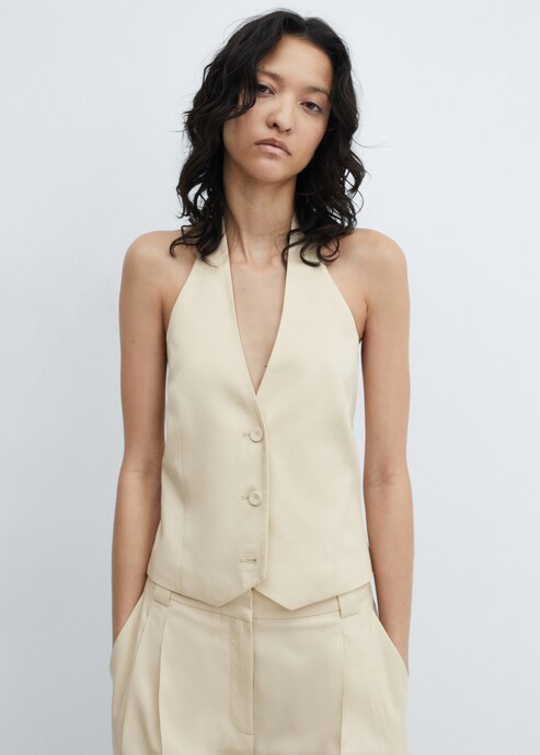 Lyocell halter-neck vest - Women | MANGO OUTLET USA