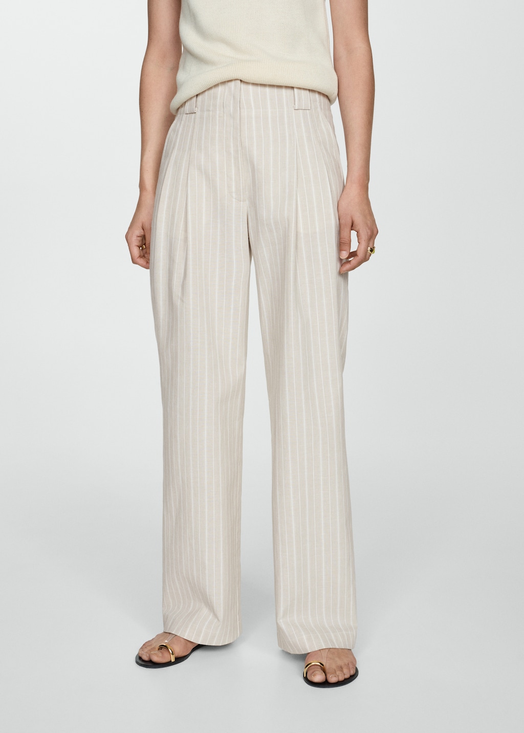 Straight striped trousers - Women | MANGO OUTLET USA Straight striped trousers - Women | MANGO OUTLET USA