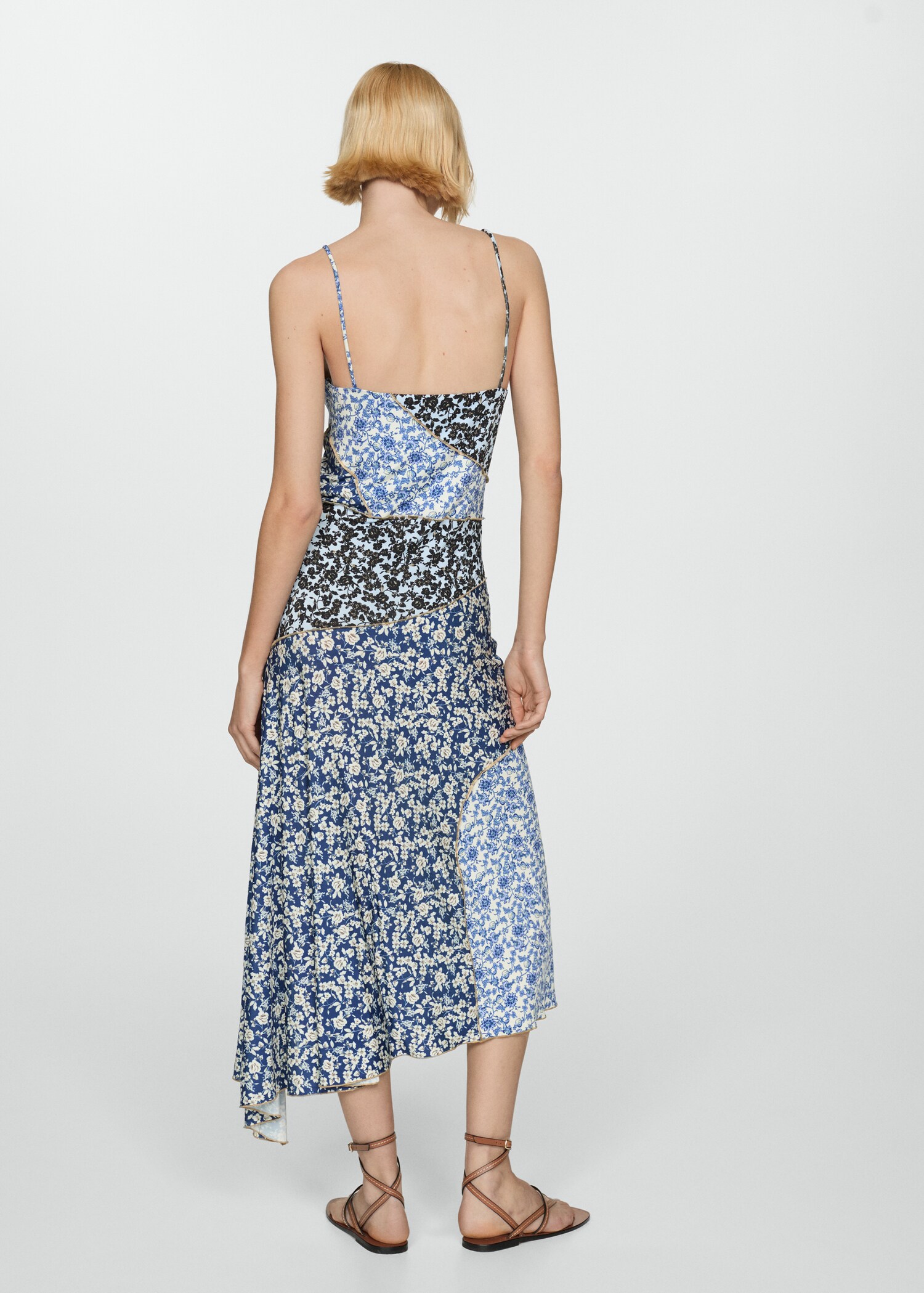 Printed dress with contrast stitching - Women | MANGO OUTLET USA