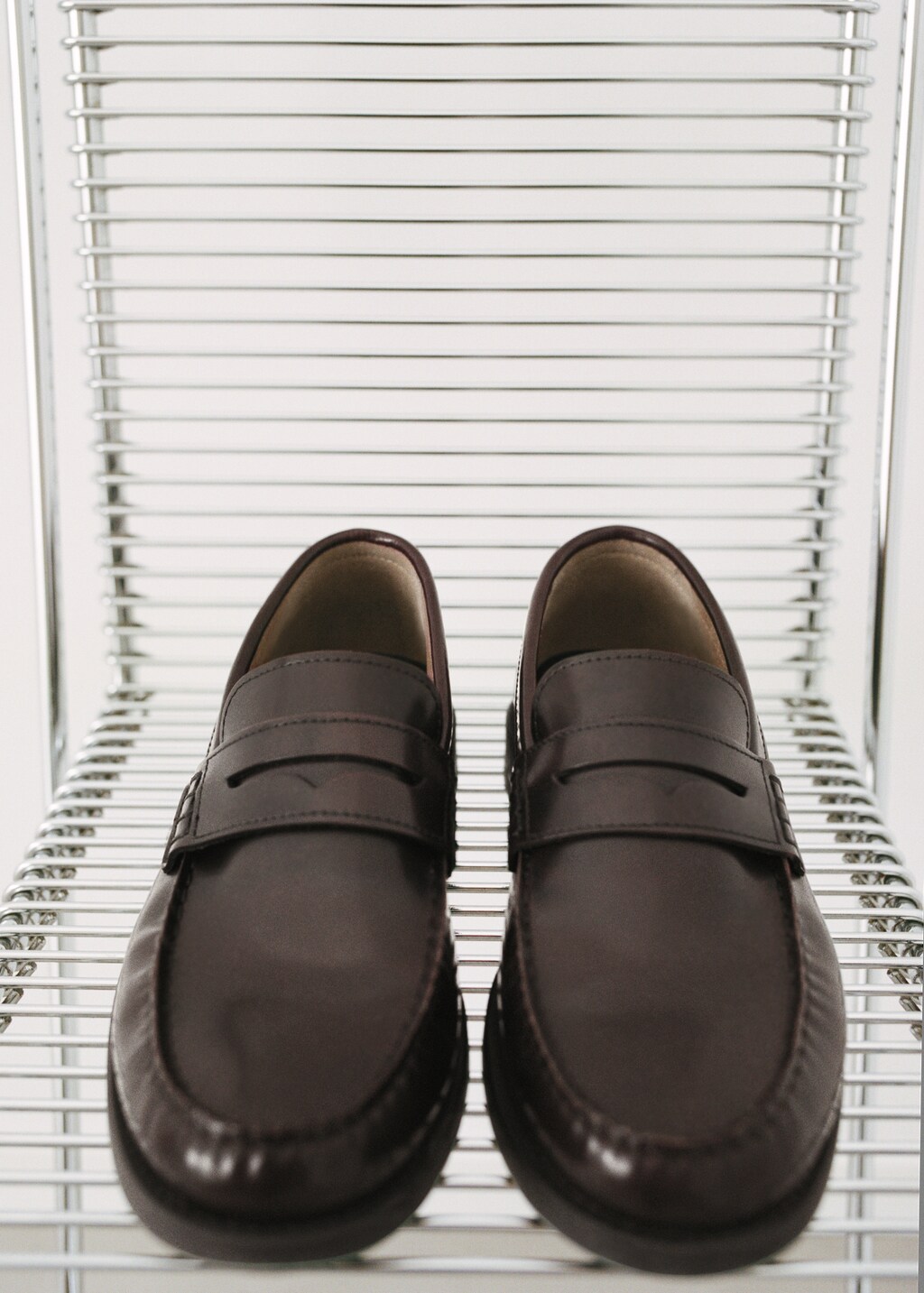 Leather penny loafers - Men | MANGO OUTLET USA