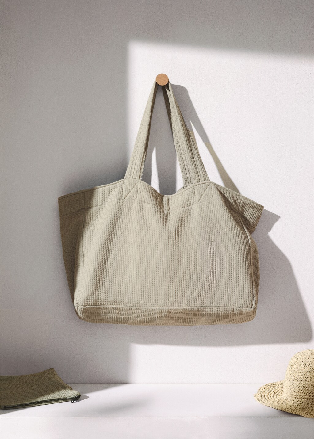 Cotton waffle tote bag - Home | MANGO OUTLET Netherlands