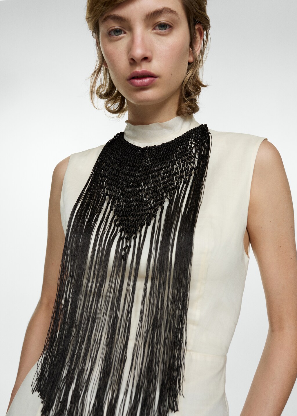 Fringed net necklace - Women | MANGO OUTLET USA