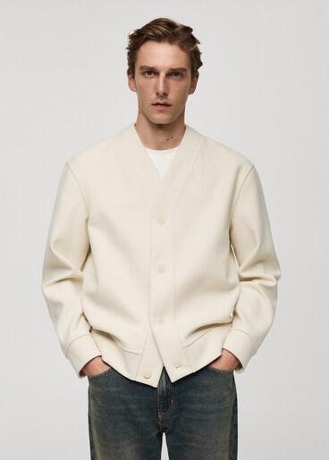 Relaxed fit flannel cardigan - Men | MANGO OUTLET USA