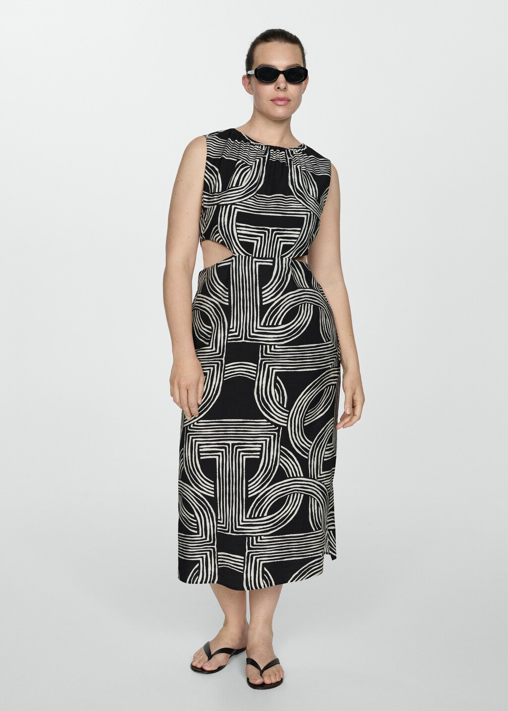 Printed dress with openings - Women | MANGO OUTLET Greece