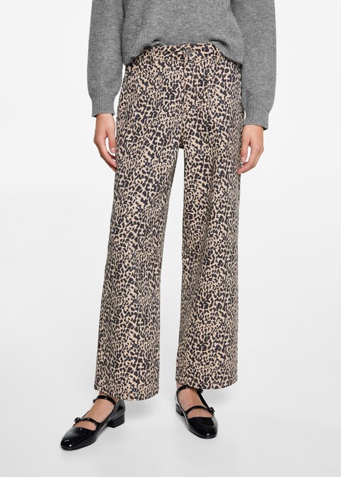 Leopard straight pants - Teen Girl | MANGO OUTLET USA