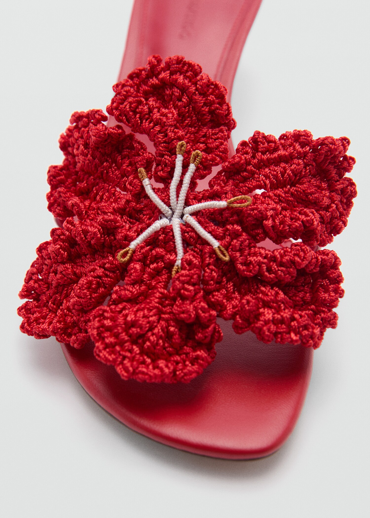 Leather sandals with flower heel - Women | MANGO OUTLET USA