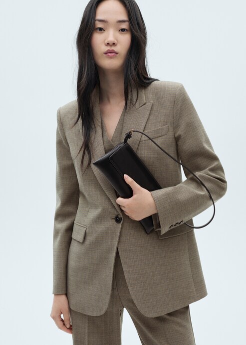 Micro-houndstooth suit jacket - Women | MANGO OUTLET United Kingdom