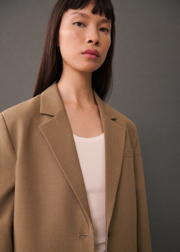 Double-breasted straight-fit jacket - Women | MANGO OUTLET USA