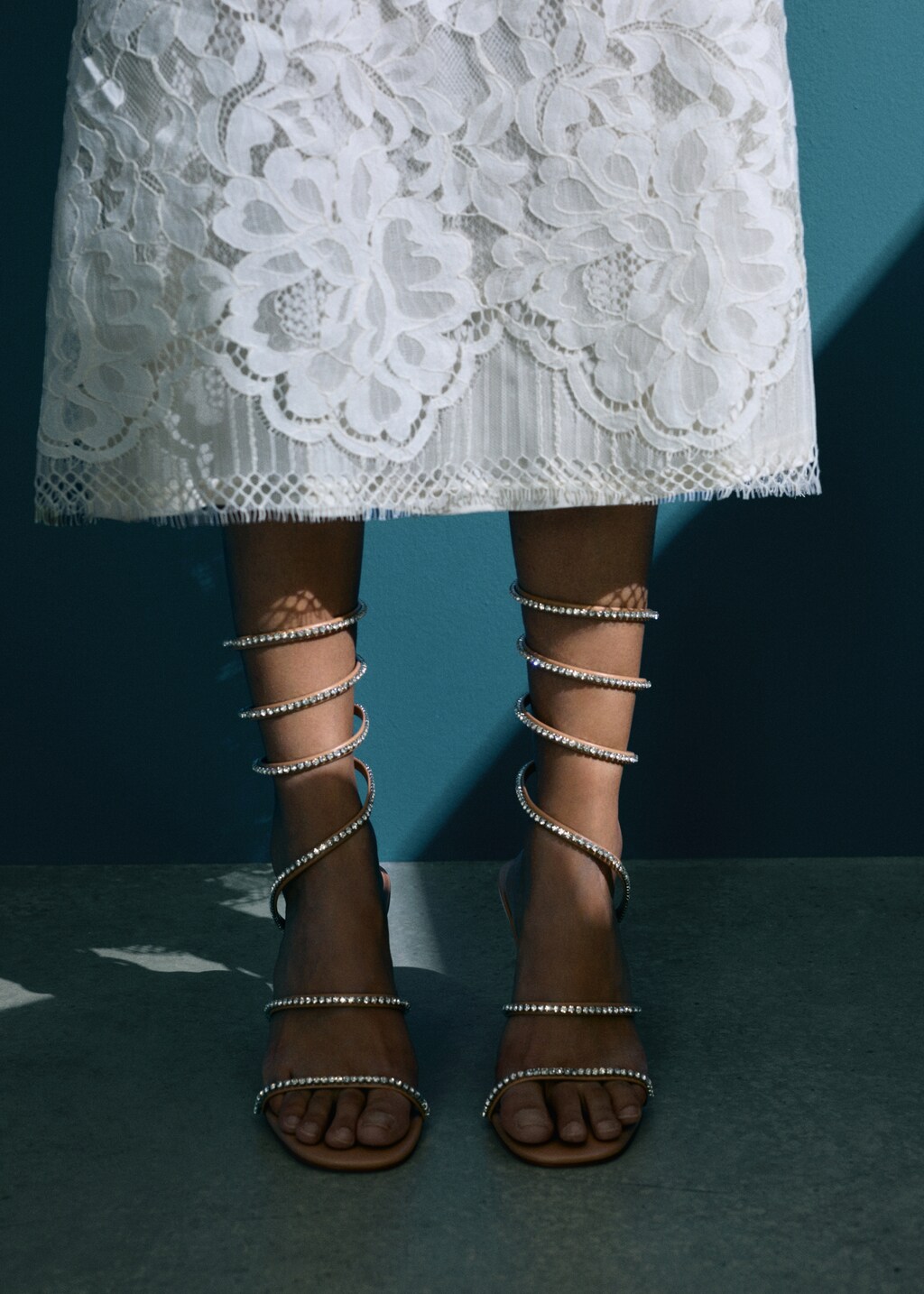 Sandals with glitter straps - Women | MANGO OUTLET USA