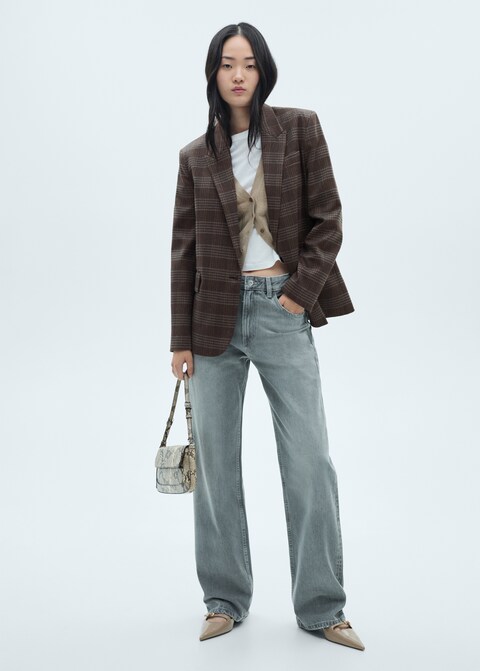 Blazer dritto quadri - Donna | MANGO OUTLET Italia