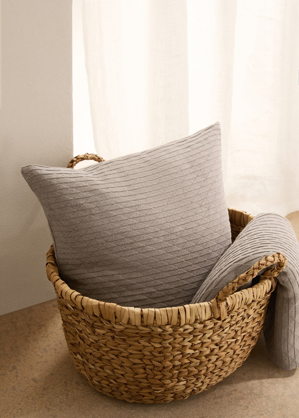 Housse de coussin laine et lin mélangés losanges 45x45 cm - Home ...