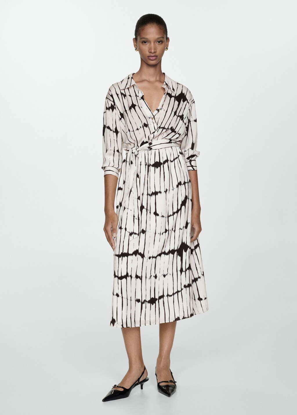 Rochie-cămașă imprimată - Femei | MANGO OUTLET Romania