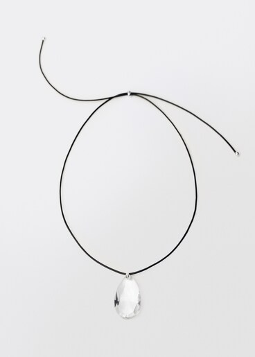 Crystal pendant leather necklace - Women | MANGO OUTLET USA
