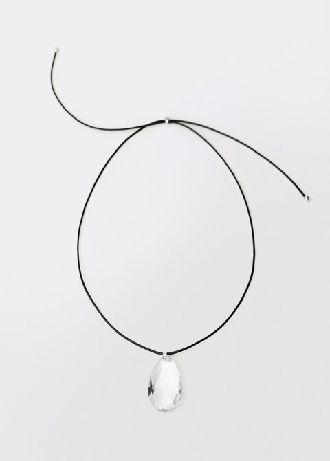 Crystal pendant leather necklace - Women | MANGO OUTLET USA